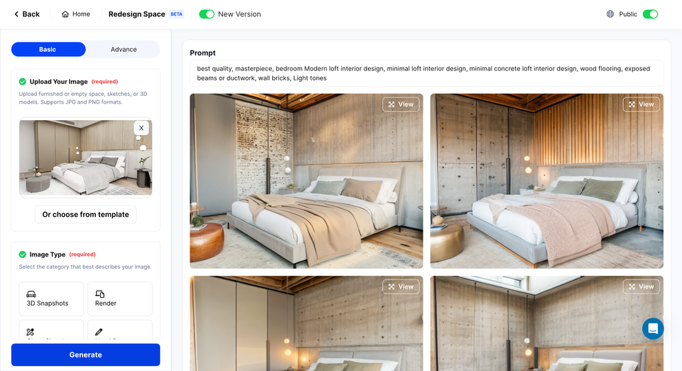 How to use Spacely AI Redesign Space — redesign and render your space with generative AI